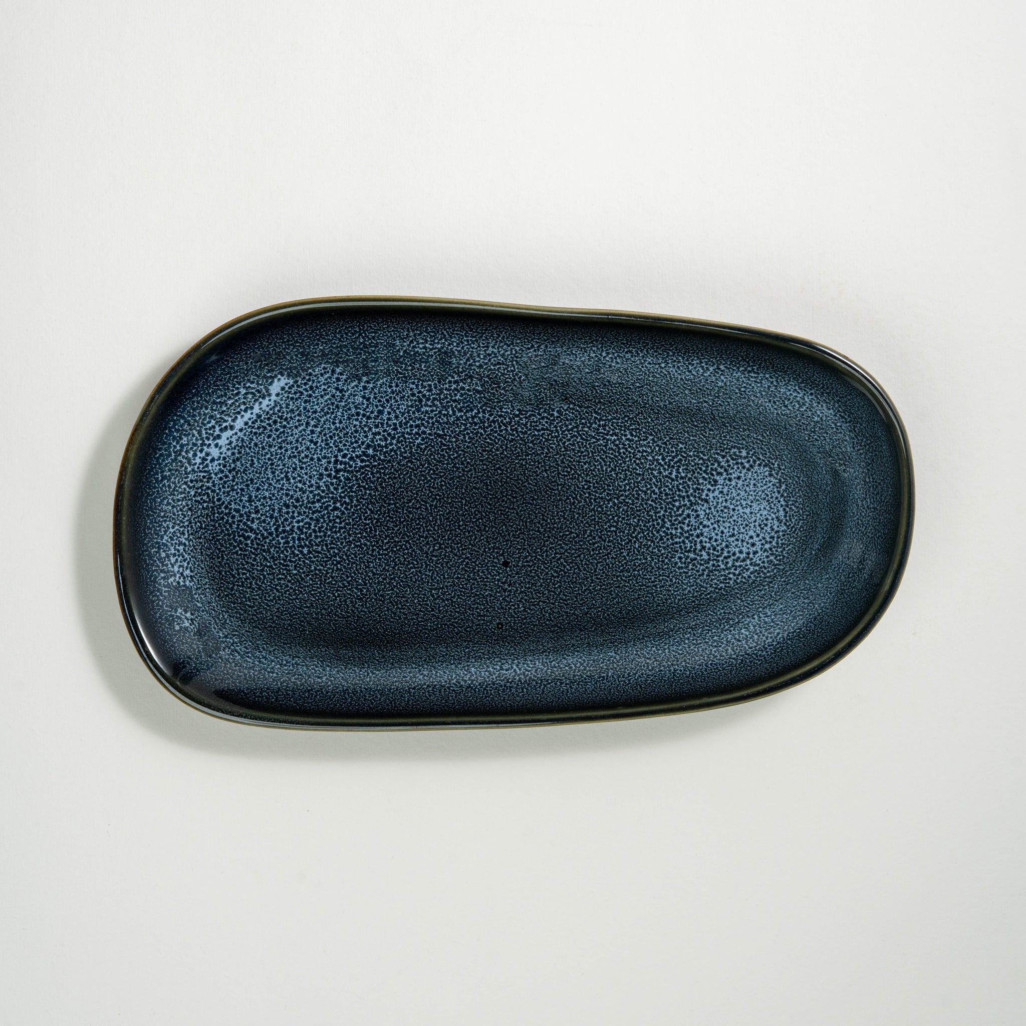 Uneven Rectangular Platter - Deep Reactive Blue